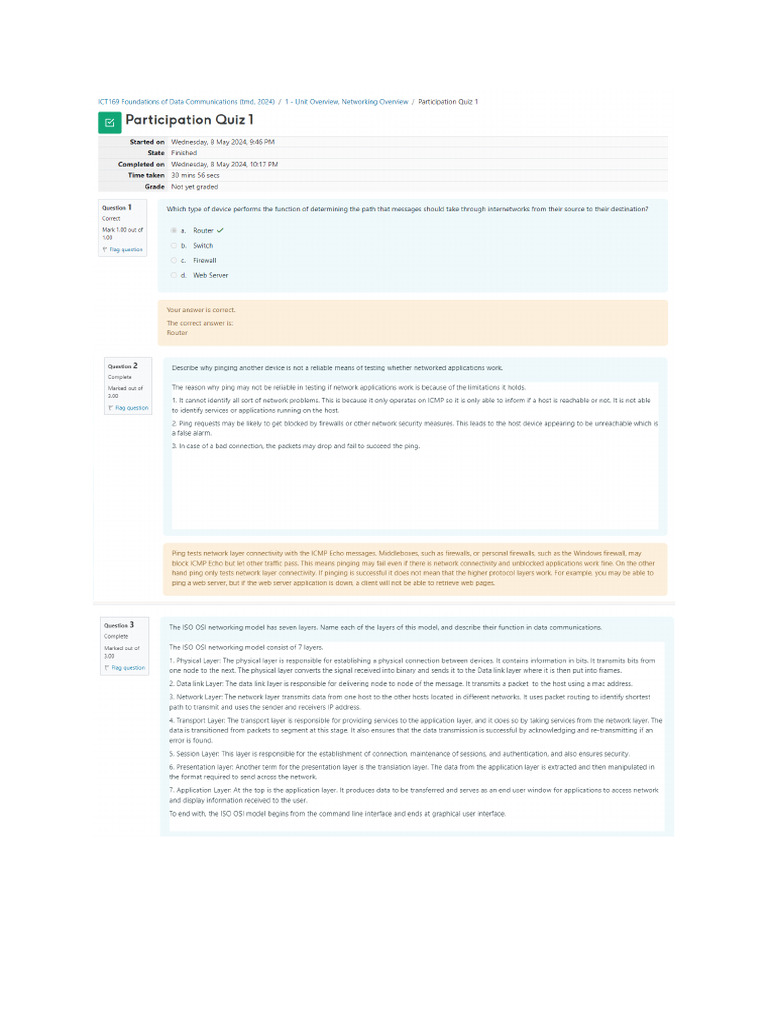 ICT169 Participation Quiz 1 Answers | PDF