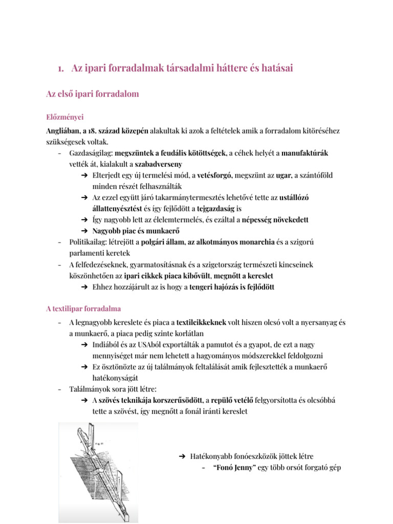 Az Ipari Forradalmak Társadalmi Háttere És Hatásai | PDF