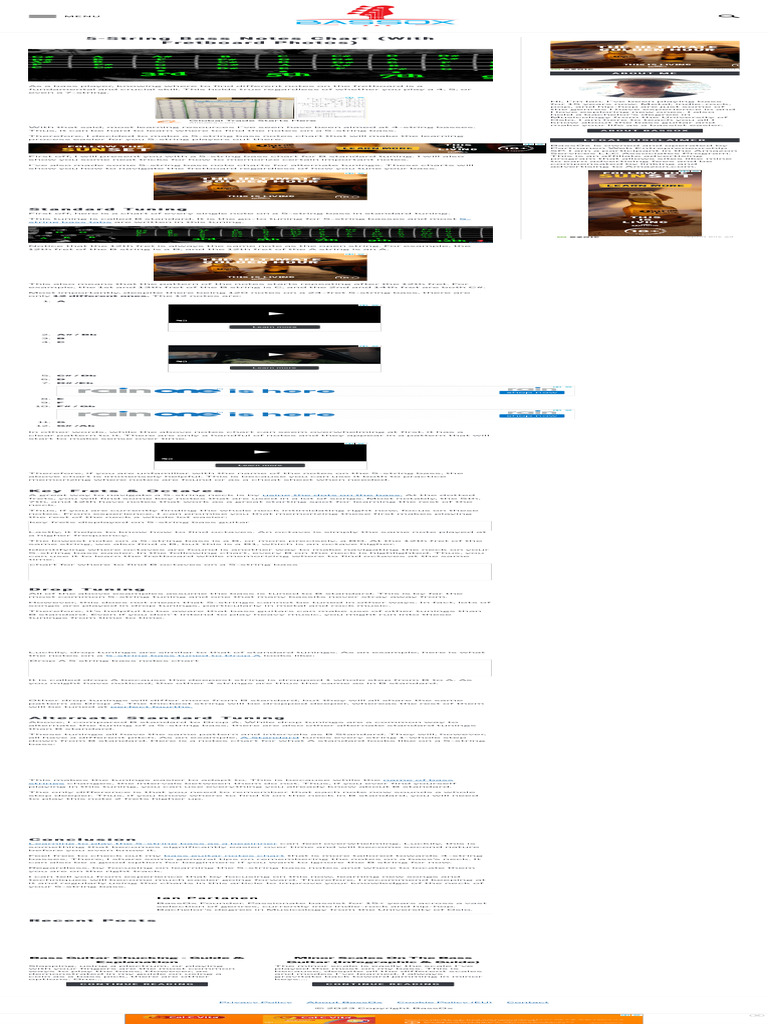 5-String Bass Notes Chart (With Fretboard Photos) - BassOx | PDF ...