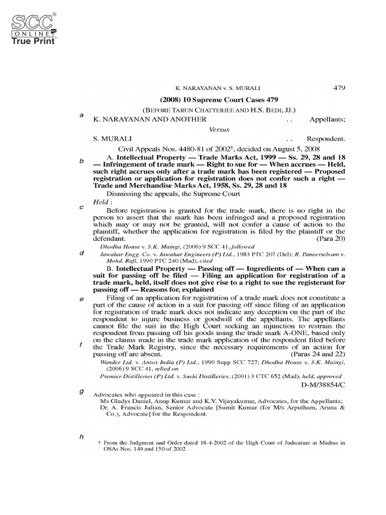 K Narayan v. S Murali - Cause of Action | PDF | Supreme Court Of The ...