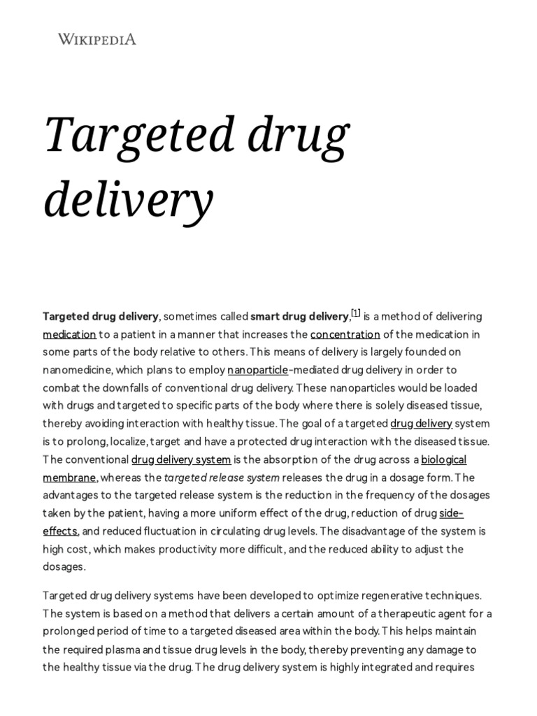 Targeted Drug Delivery - Wikipedia | PDF | Health Sciences