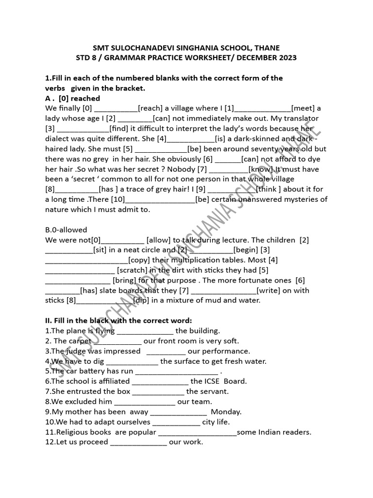 December Worksheet STD 8 2023 | PDF