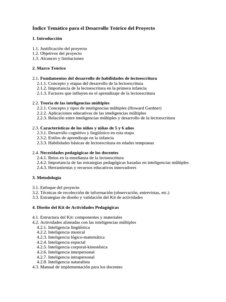 Índice Temático para El Proyecto | PDF | Aprendizaje | Inteligencia