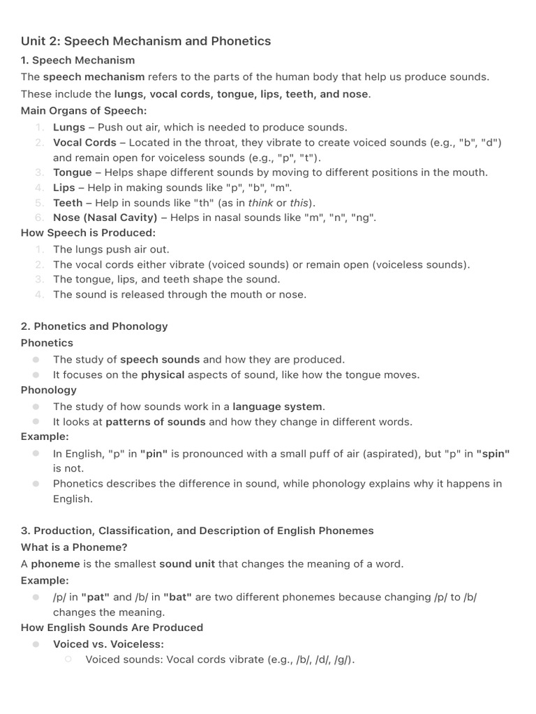 Unit 2 - Speech Mechanism and Phonetics | PDF | Vowel | Phonetics