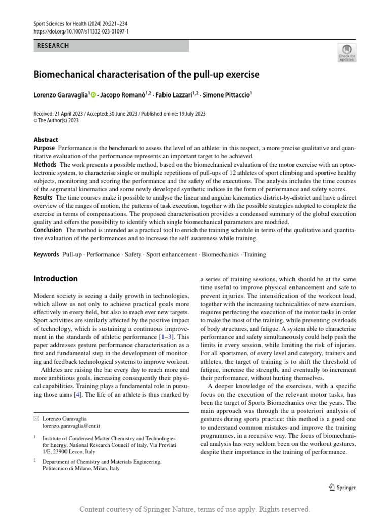 Biomechanical Characterisation of The Pull-Up Exer | PDF | Anatomical ...