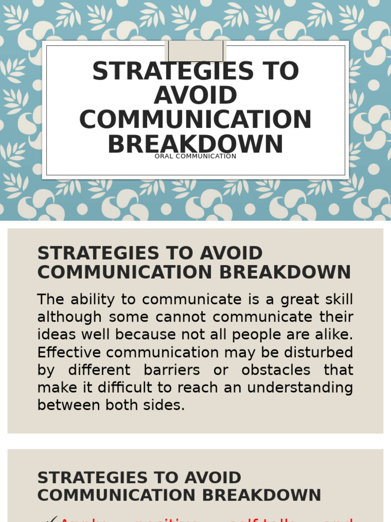 7. Strategies to Avoid Communication Breakdown | PDF