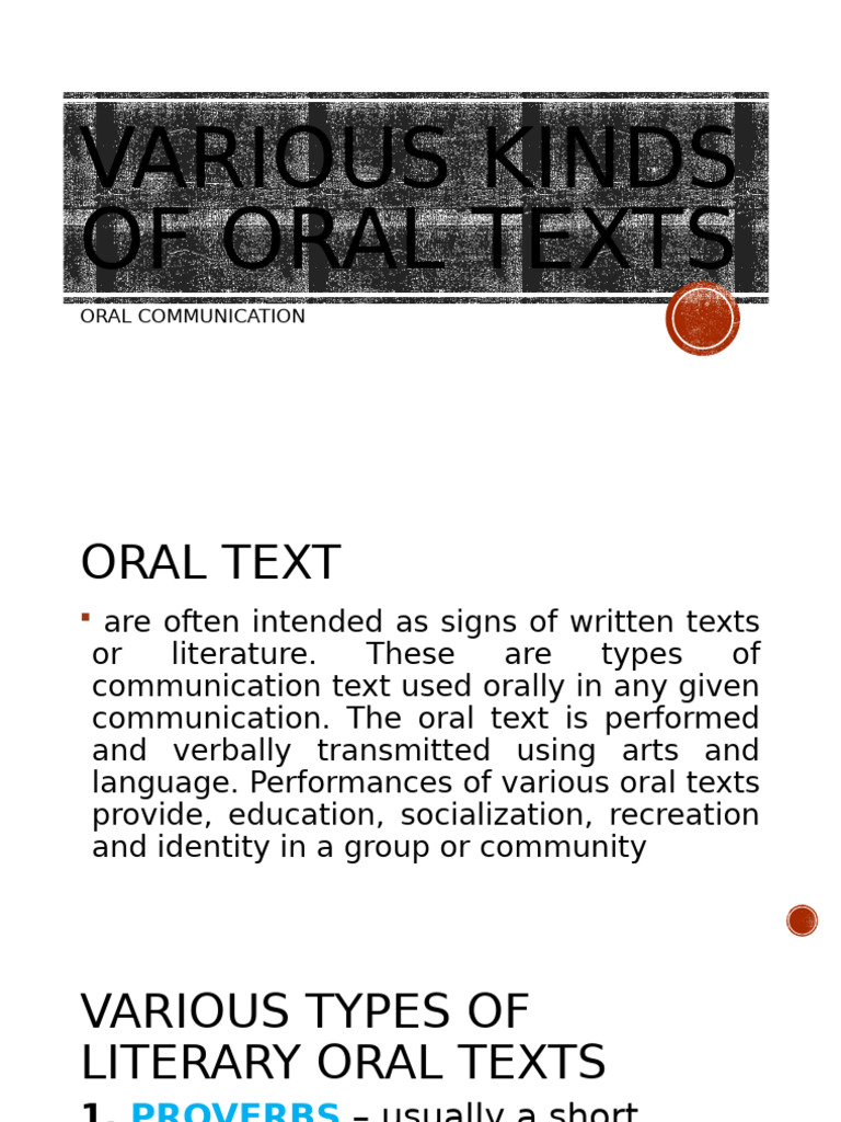 Types of Oral Texts Explained | PDF | Communication | Interview