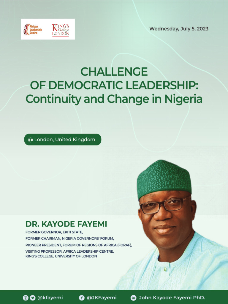 CHALLENGE OF DEMOCRATIC LEADERSHIP - Continuity and Change in Nigeria ...