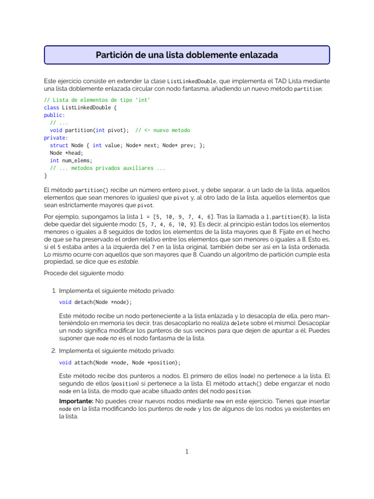 Prob-Partición de Una Lista Doblemente Enlazada | PDF | Programación de ...