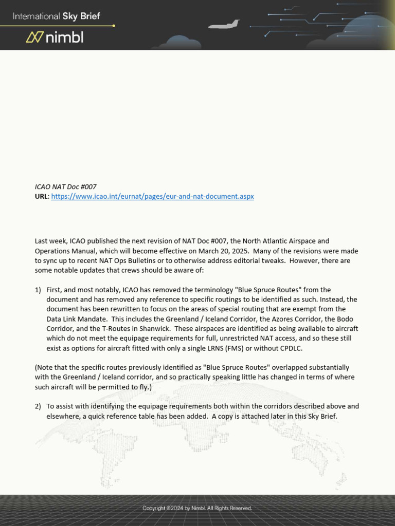 NAT Doc 007 Updates for 2025 | PDF | Air Traffic Control | Transponder ...