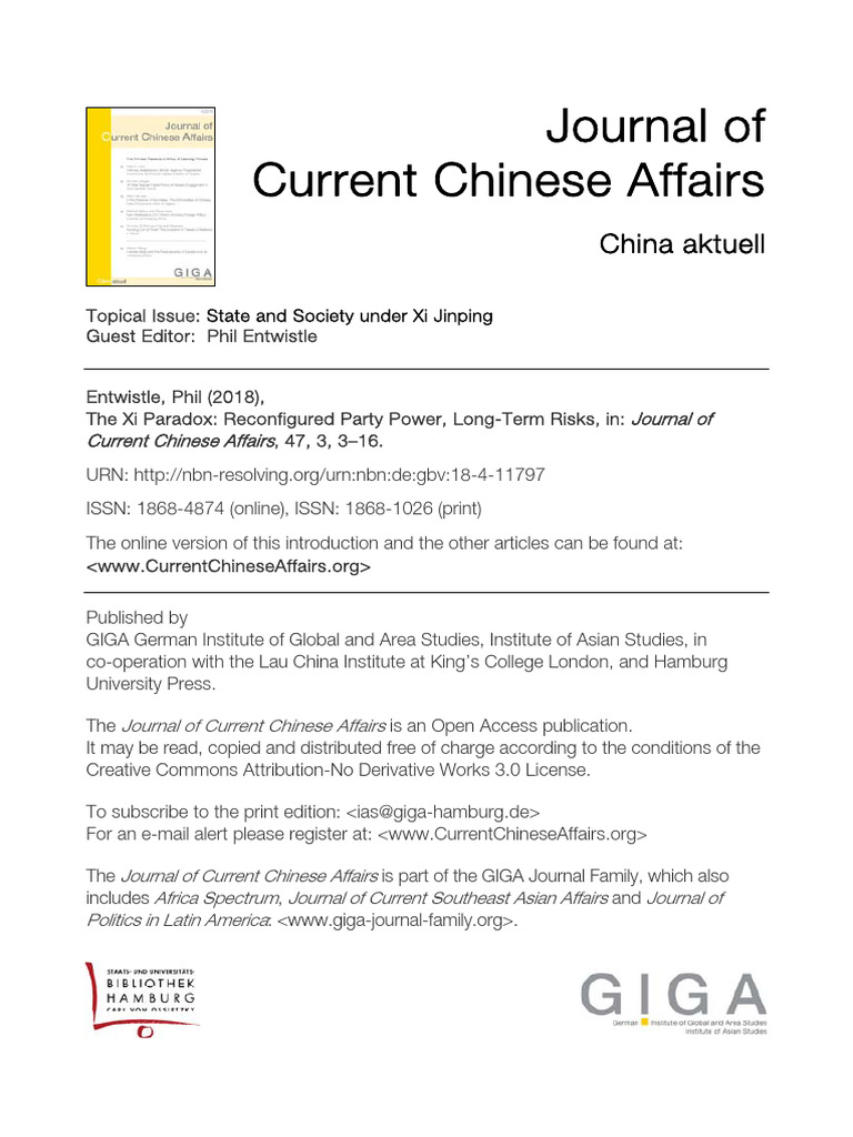 Journal of Current Chinese Affairs | PDF | Xi Jinping | China