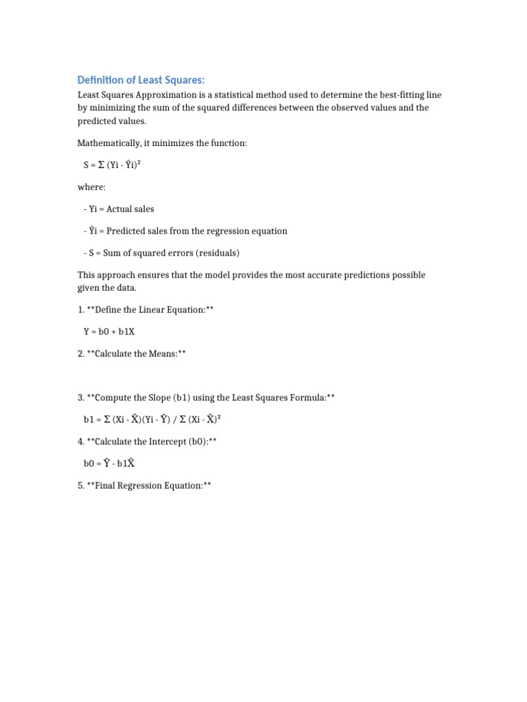 Least Squares Approximation | PDF