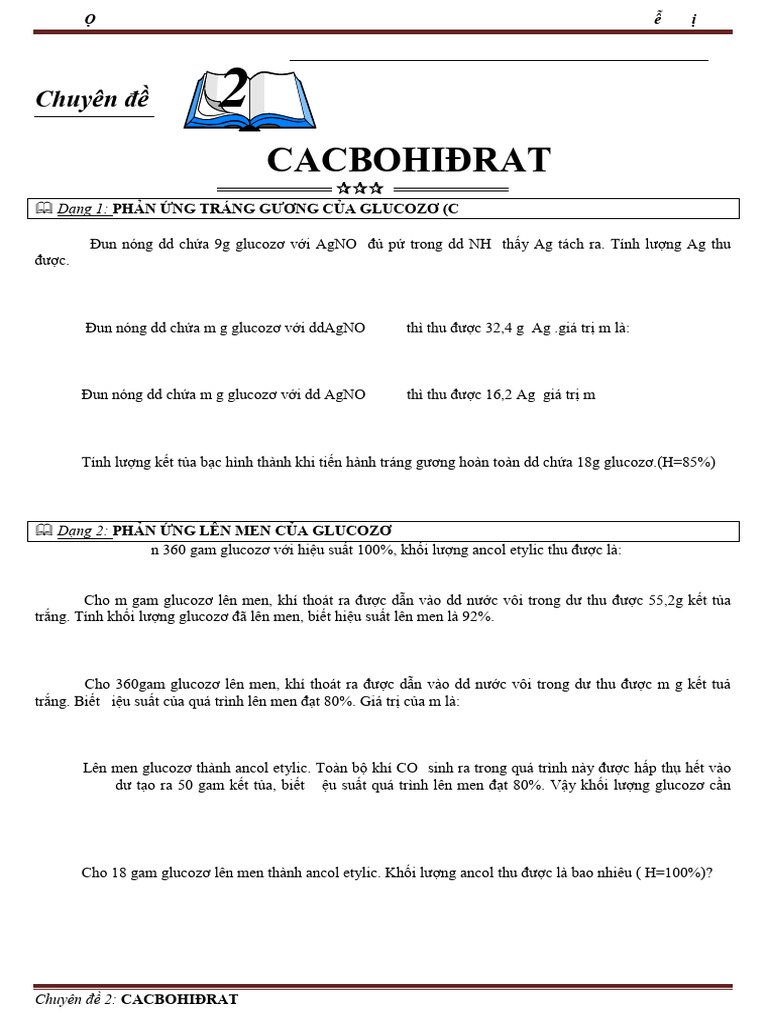 2023-Chuyen de 2 Cacbohidrat | PDF