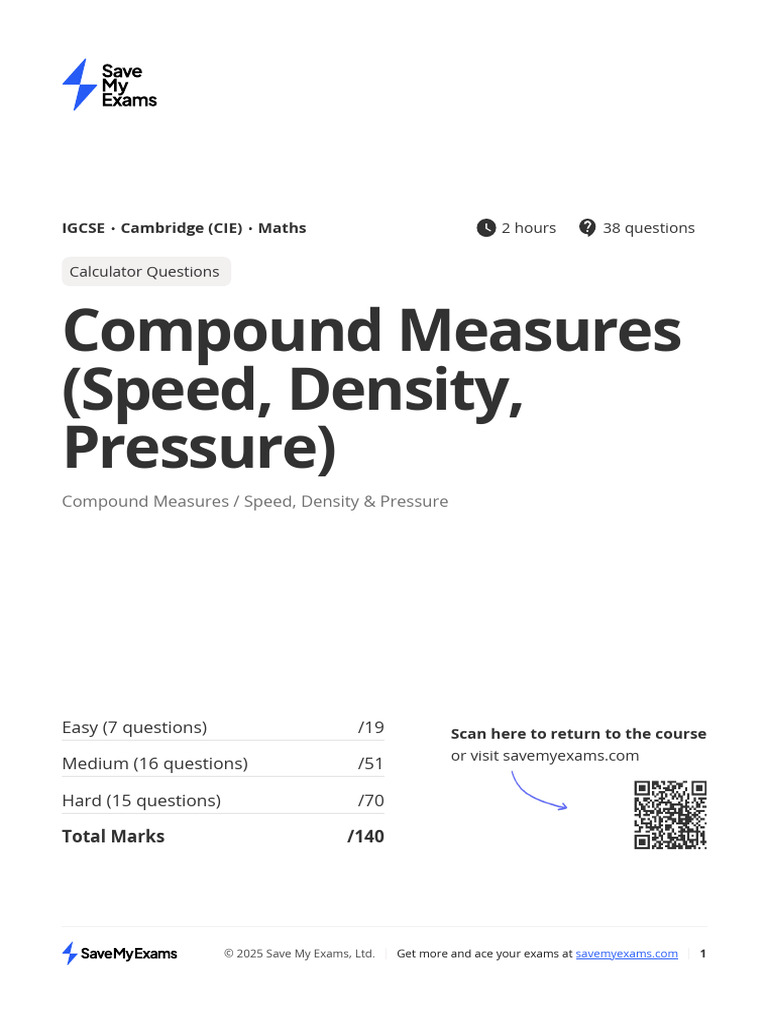 Compound Measures RZDTvbDPNTKXMcHs | PDF | Speed | Physical Quantities