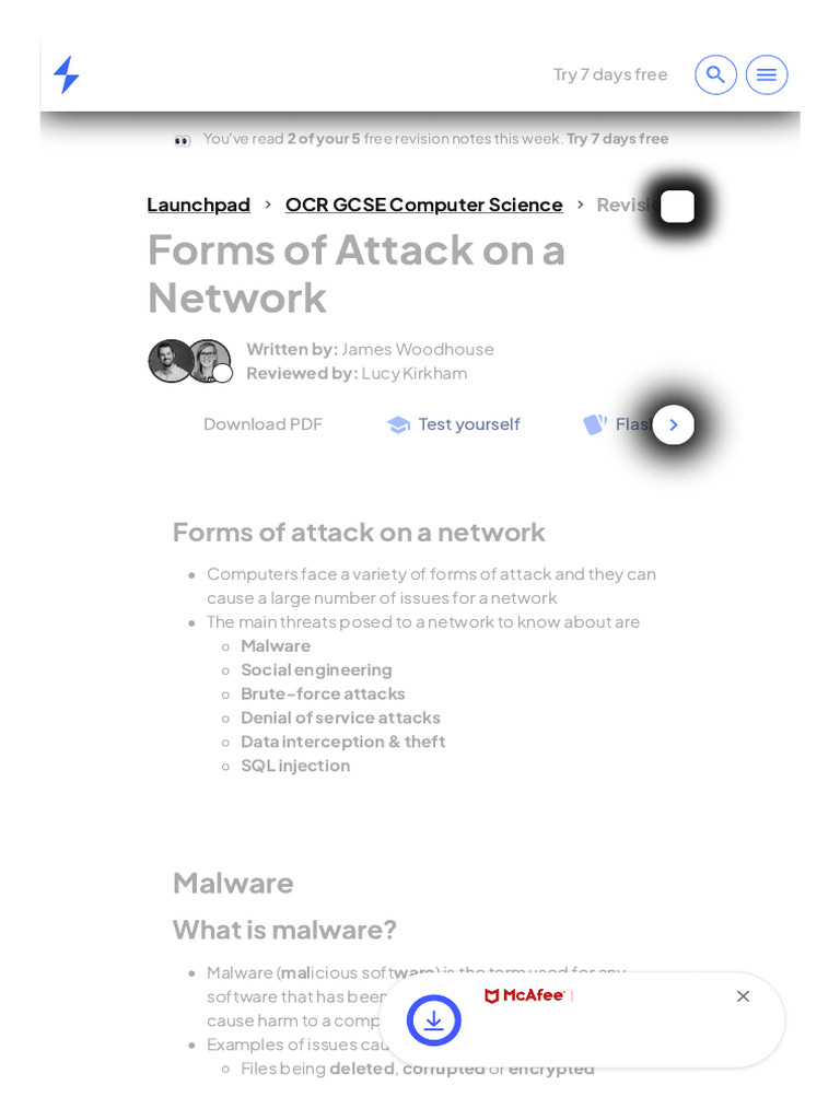 Network Attacks - GCSE Computer Science Revision Notes | PDF | Malware ...