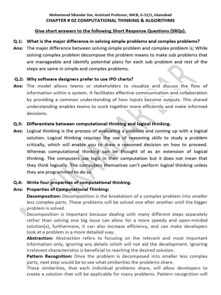 Understanding Computational Thinking Techniques | PDF | Algorithms ...