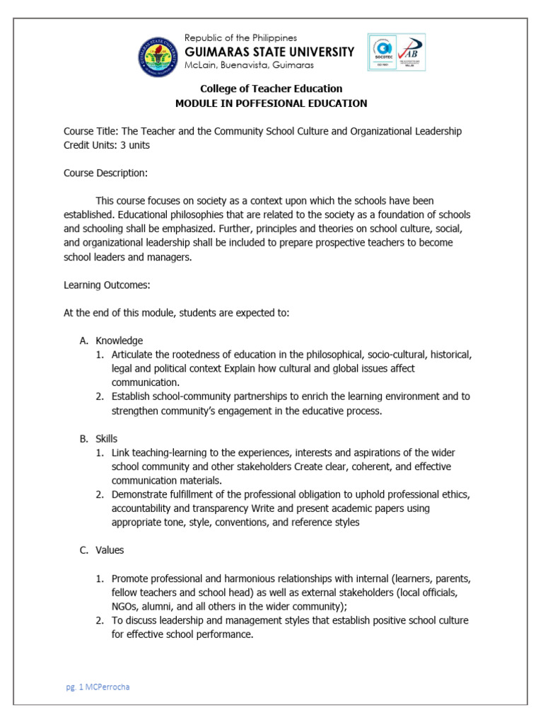 Module 1 Educational Philosophies 2nd Semester 2024 2025 Pdf