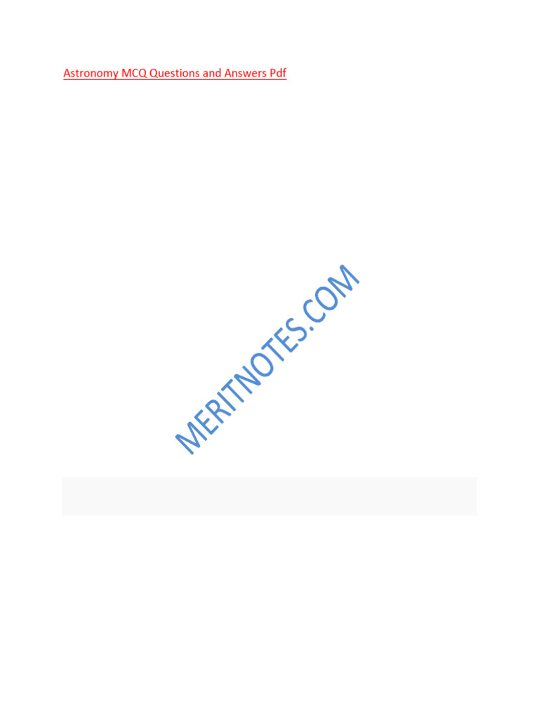 Astronomy MCQ Questions Answers | PDF