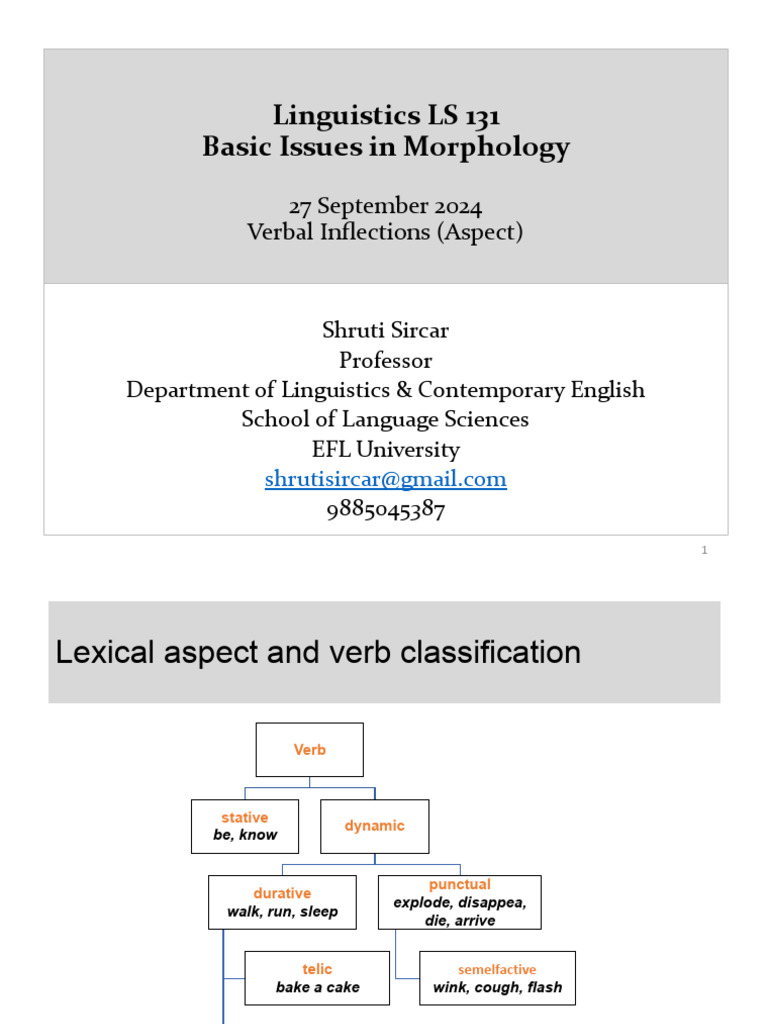 Lecture 11 Verbal Inflections (Aspect) | PDF | Syntax | Language Mechanics