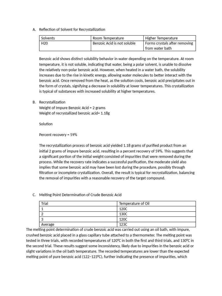 Labrep 3 Reflection of Solvent For Recrystallization | PDF | Filtration ...