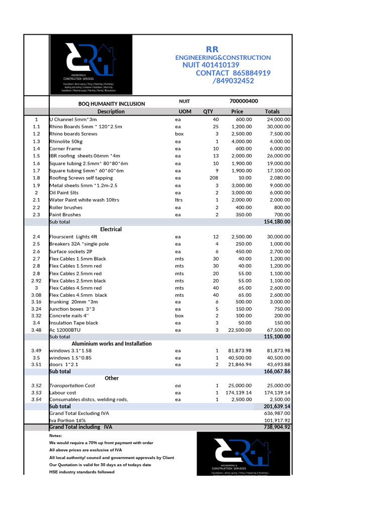 Quotation For Warehouse Woodfloor 4x10m - ACTION_CONTRELA_FAIM_S.A ...