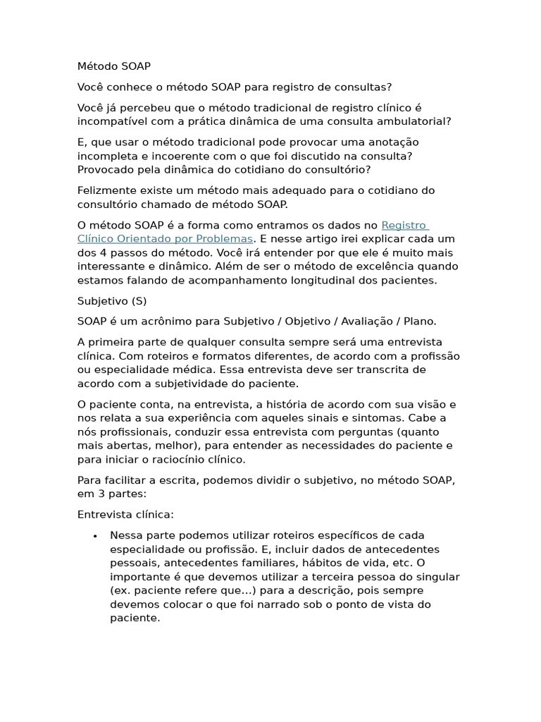 Método SOAP | PDF | Informação | Hipertensão