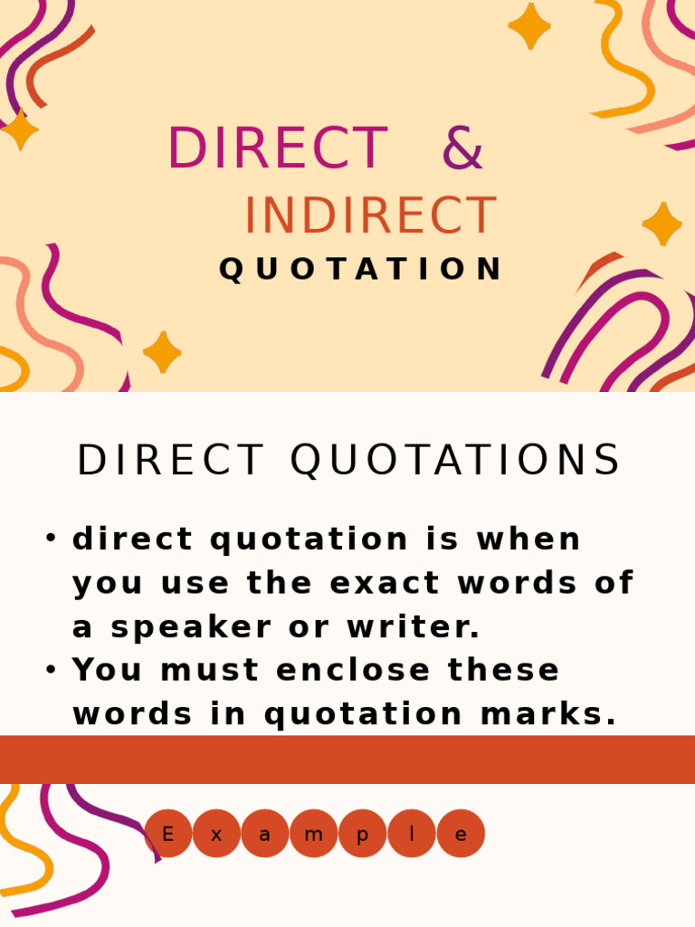 Direct vs Indirect Quotations Guide | PDF