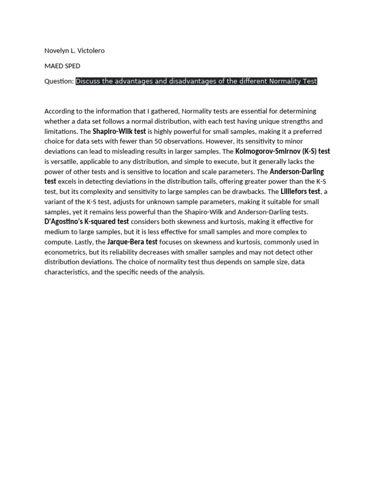 Assignment Normality Test Pdf 0315