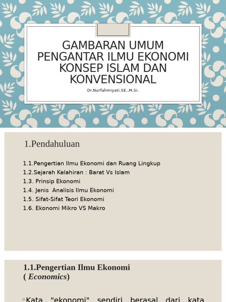 Ilmu Ekonomi: Konsep Islam vs Konvensional | PDF