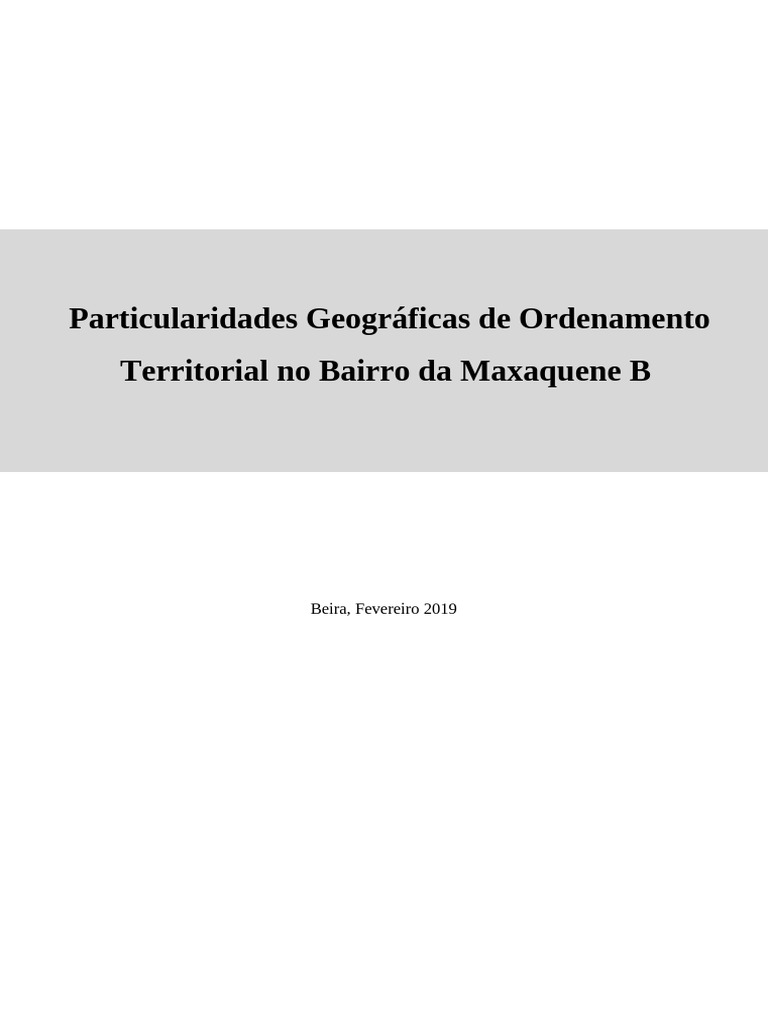 Ordenamento Territorial em Maxaquene B | PDF | Economia | Desperdício