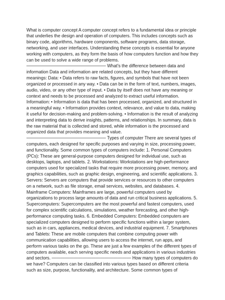 What Is Computer Concept A Computer Concept Refers To A Fundamental Idea or Principle That ...