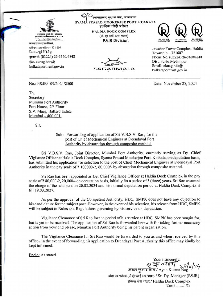 Forwarding Letter To Secretary | PDF