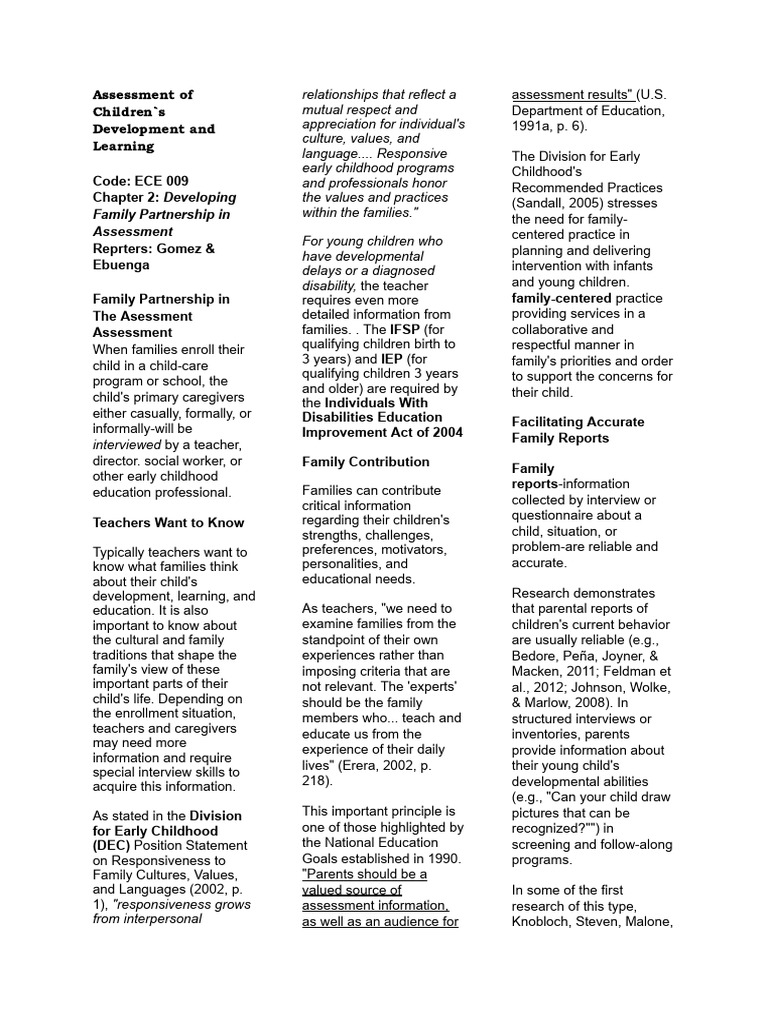 Assessment Handouts | PDF | Teachers | Early Childhood Education