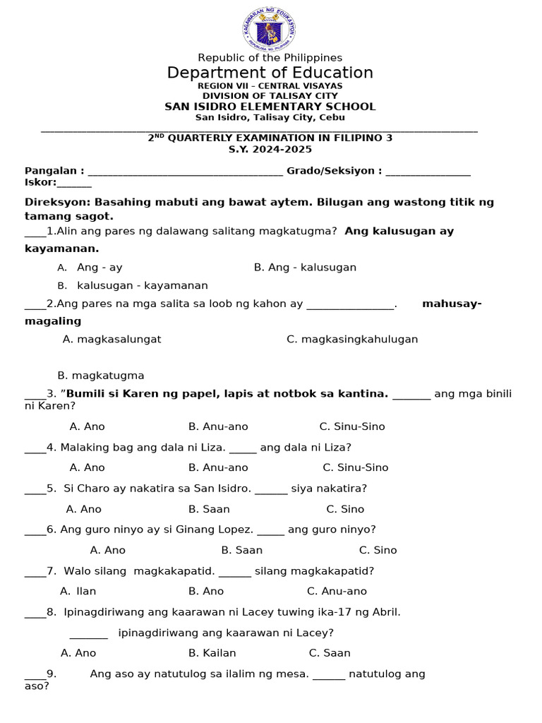FILIPINO-2ND-PT | PDF