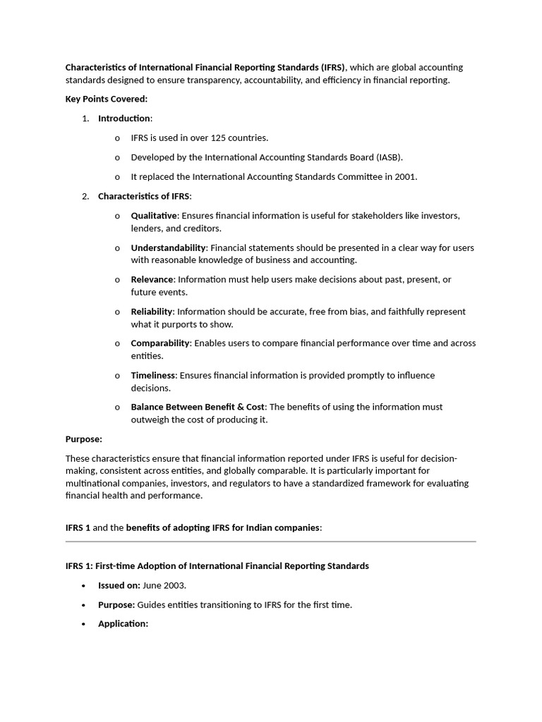 Characteristics of International Financial Reporting Standards | PDF | International Financial ...