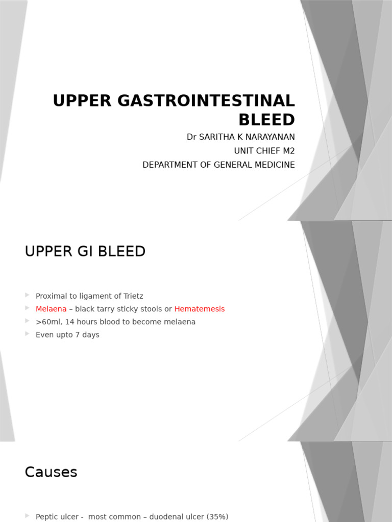 Upper Gi Bleed Final | PDF | Blood Transfusion | Bleeding
