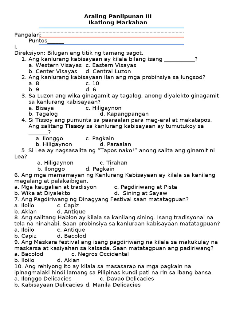 Araling Panlipunan III 3rd Q | PDF