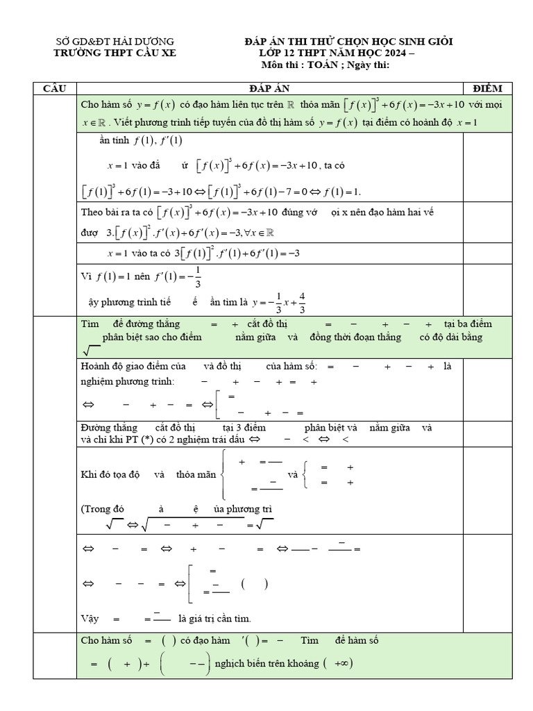 Đáp Án Thi TH HSG - K12 | PDF