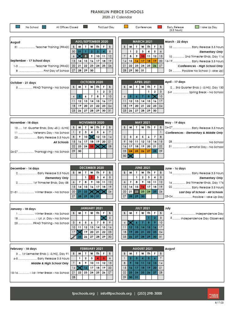 Franklin Pierce Schools 2023-24 Calendar | PDF | Government ...