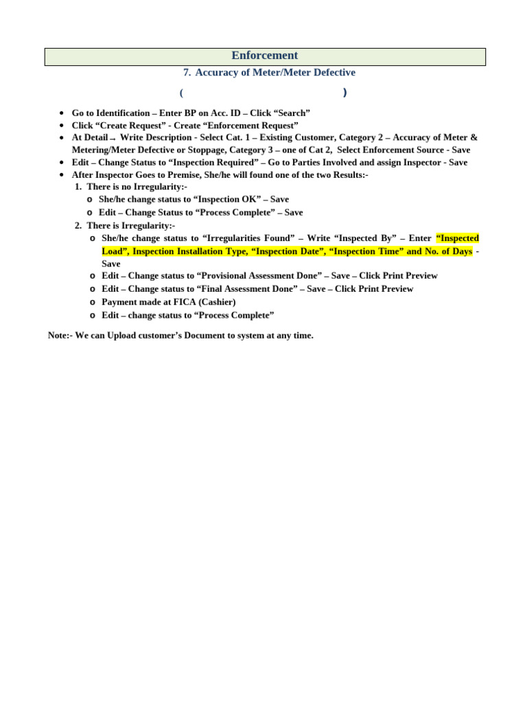 Meter Accuracy Enforcement Process Guide | PDF
