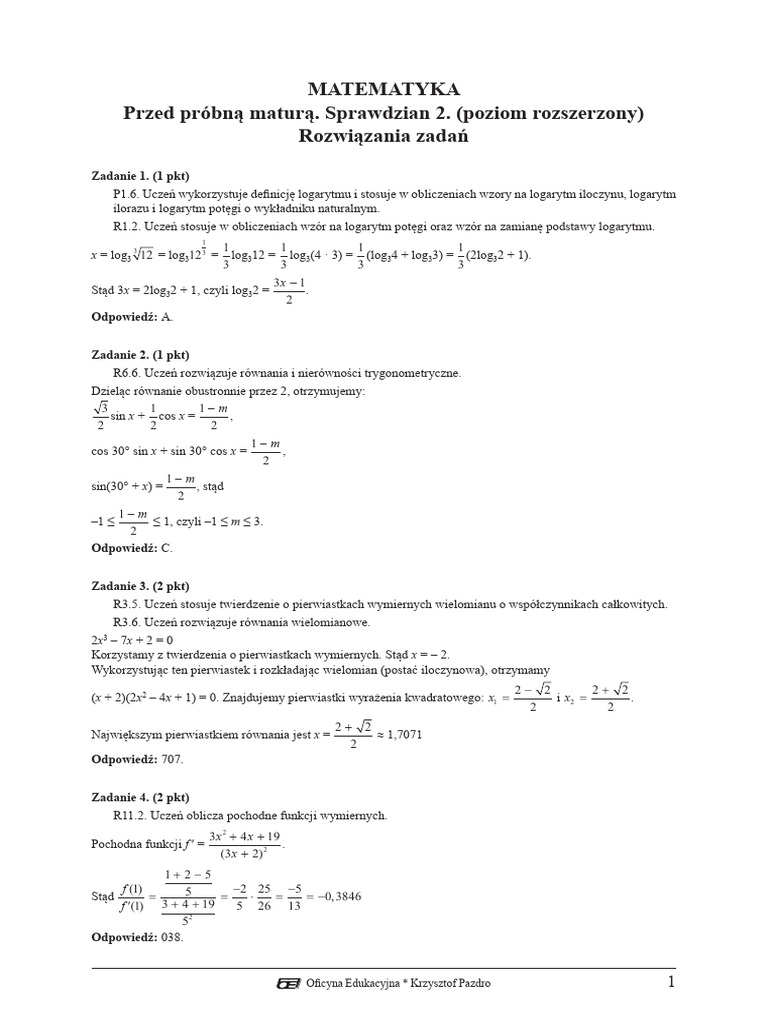 Zadania Przed Maturą PR Odpowiedzi 2 | PDF
