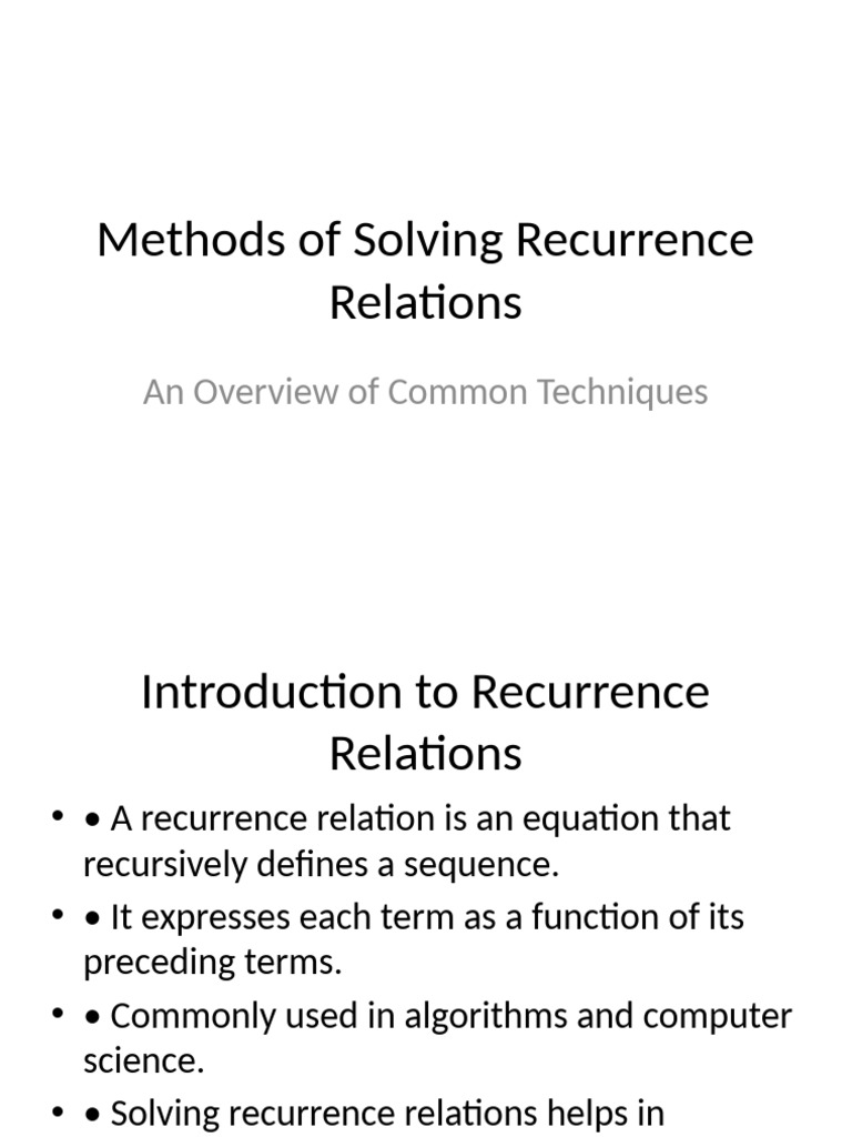 Methods of Recurrence Relation | PDF