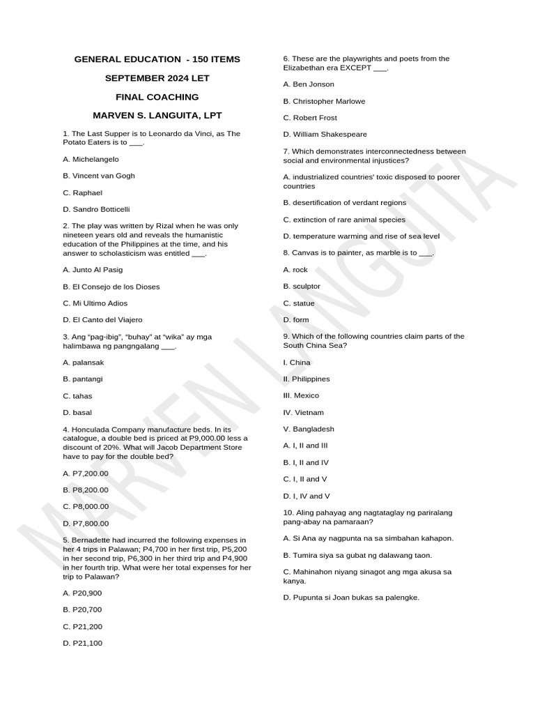 General Education LET Review 2024 | PDF | Ecosystem