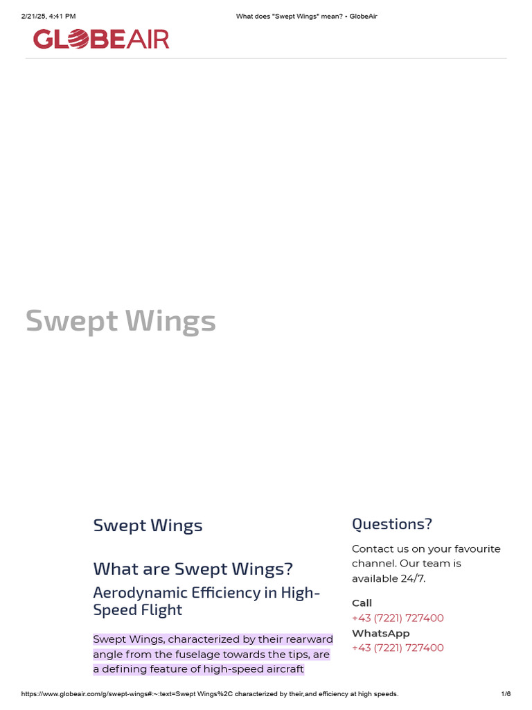 What Does - Swept Wings - Mean - GlobeAir | PDF | Aircraft | Drag (Physics)