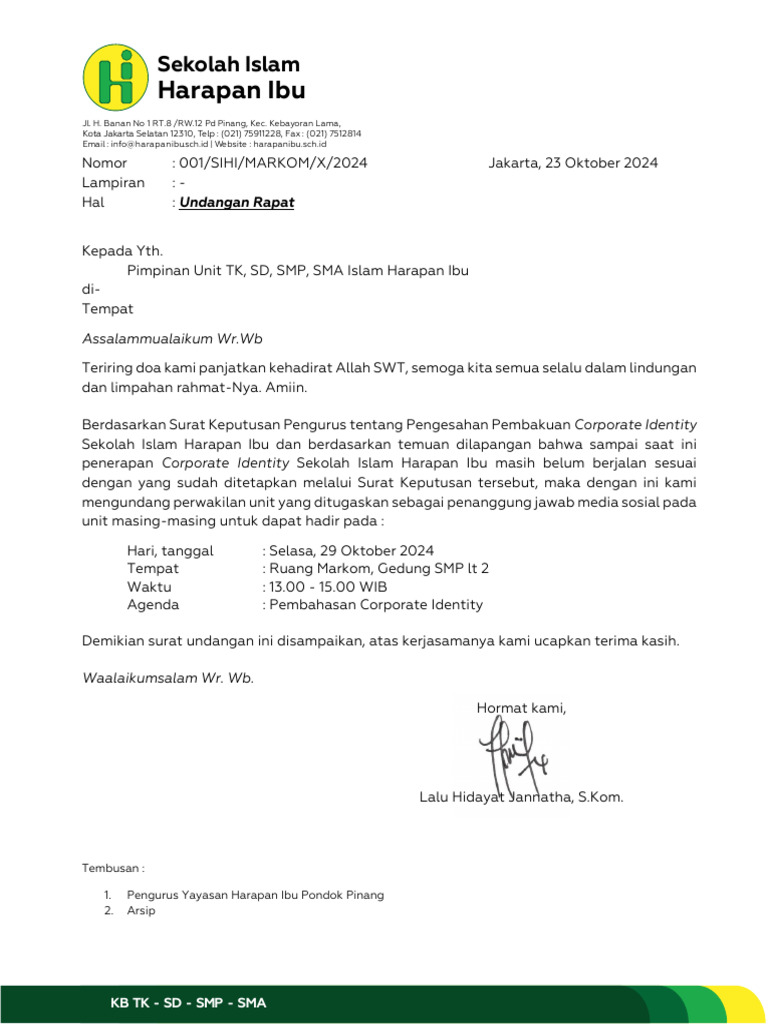 Undangan Rapat Pembahasan Corporate Identity | PDF