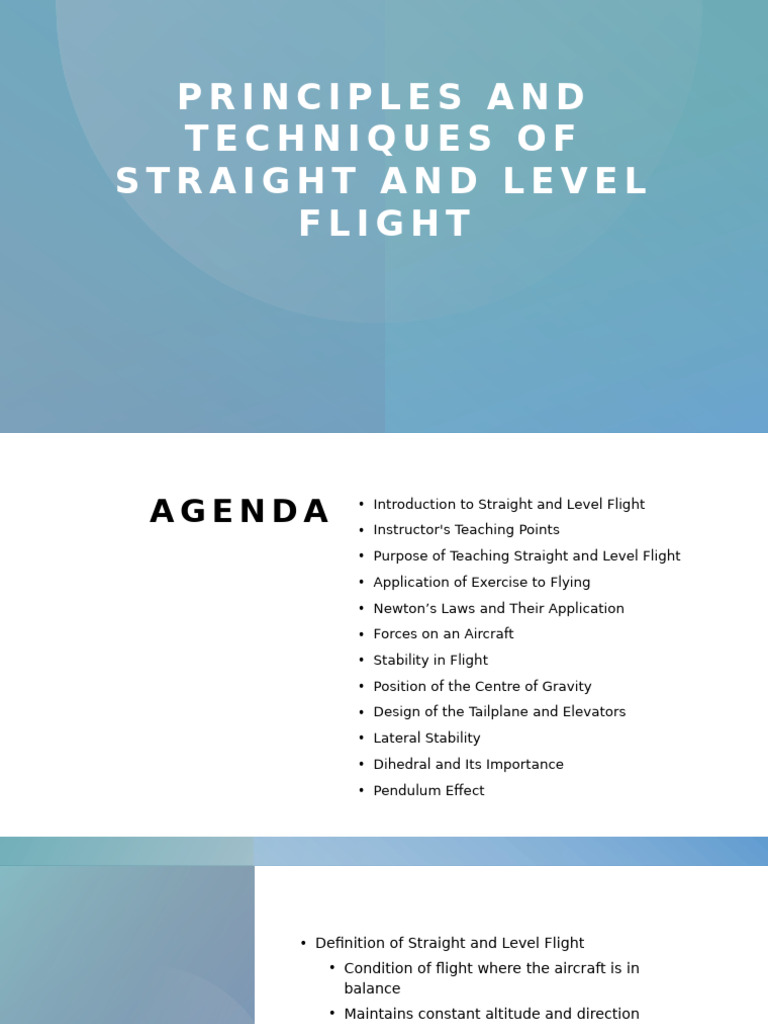 Principles of Straight and Level Flight | PDF | Force | Aircraft