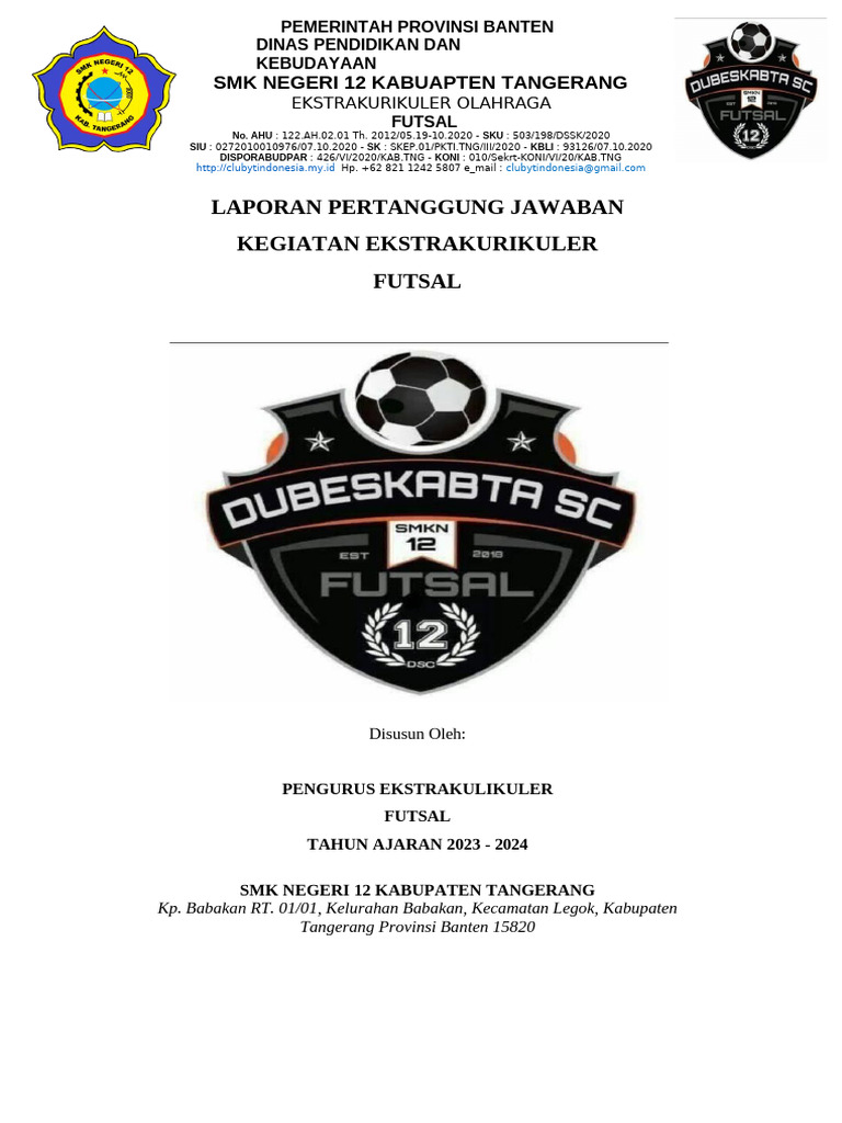 Lpj Eskul Futsal Smkn12 Tahunan 2023-2024. | PDF
