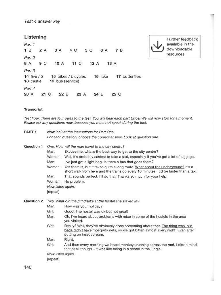B1 Preliminary TEST 4 LSTENNG ANSWERS | PDF