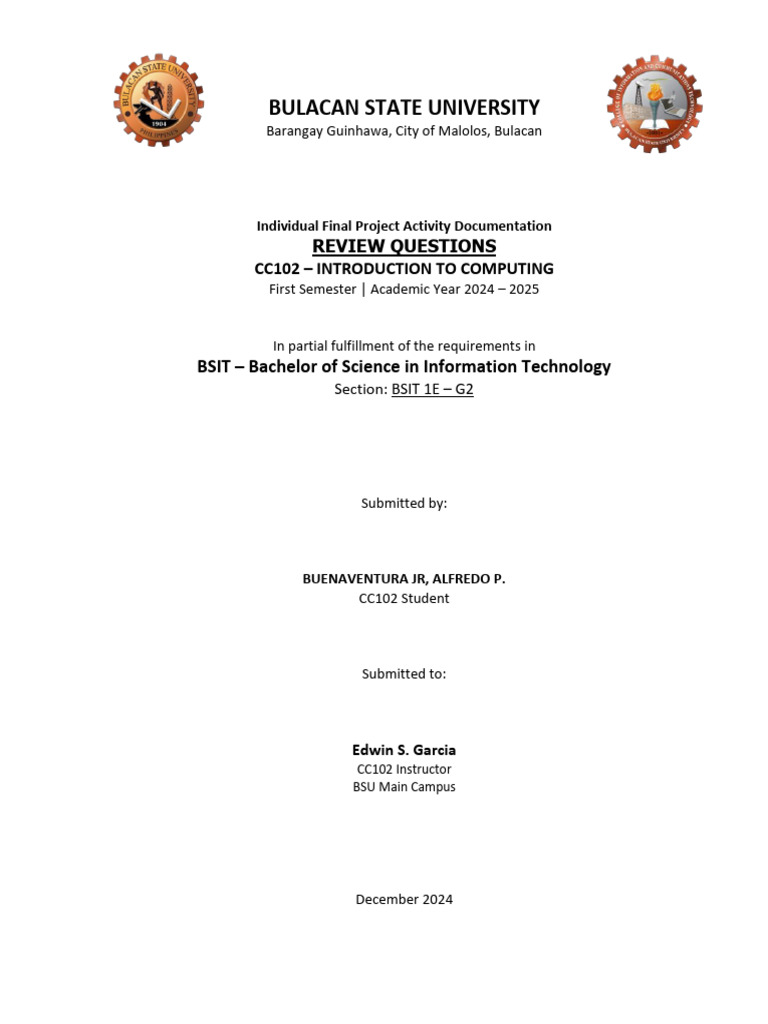 Buenaventura Alfredo CC102 Project | PDF | Computer Network | Databases