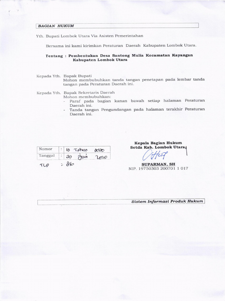 Pembentukan Desa Santong Mulia Lombok | PDF